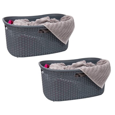 Lavish Home Foldable Plastic Laundry Basket, Gray : Target