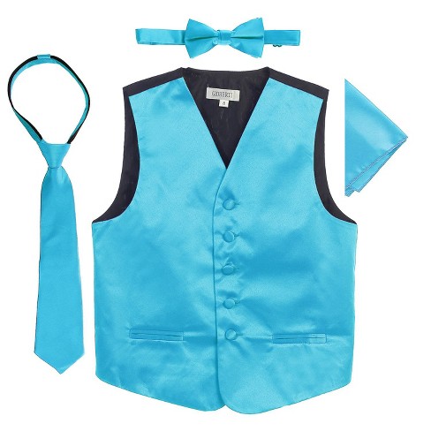 Gioberti Kids And Boys 4pc Satin Formal Vest Set, Turquoise, 16 : Target