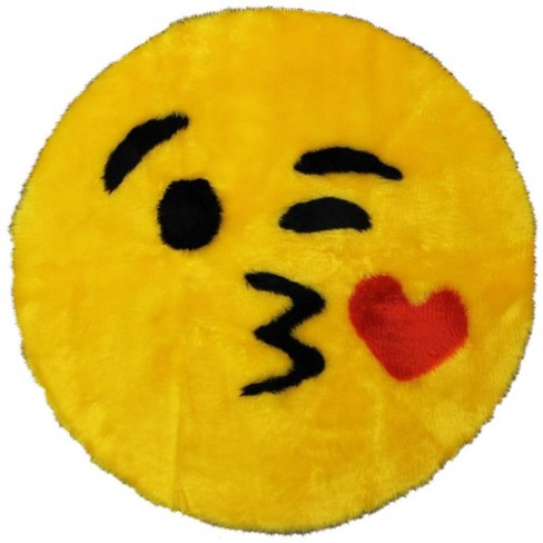 Walk On Me Faux Fur Super Soft And Cute Kiss Emoji Rug With Non-slip ...