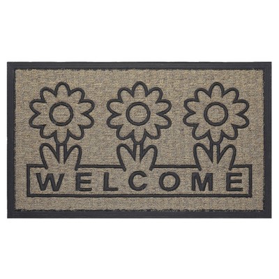 Kate Aurora Tan Colored Oxford Coir Bristled Outdoor All Season Welcome ...