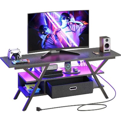 Bestier LED Gaming TV Stand for 65/70/75 inch TV with Power Outlets ...