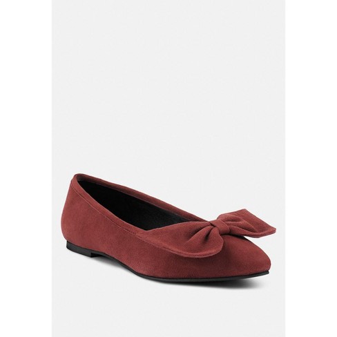 Rag & Co Womens Chuckle Burgundy Big Bow Suede Ballerina Flats 10 : Target