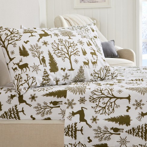 Great Bay Home Cotton Printed Flannel Sheet Set (queen, Olive Branch ...