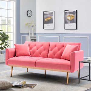 Xiyuyeu 65 Inch Sofas,modern Comfy Velvet Loveseat Sofa With Metal Feet ...