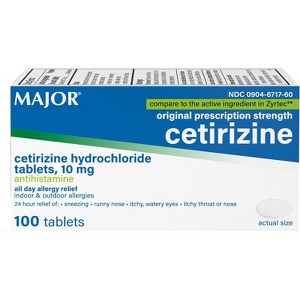 Major Cetirizine HCl 10mg Allergy Relief Antihistamine Tablets, Unit ...