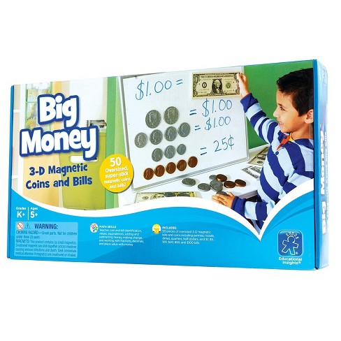 Educational Insights Big Money 3-d Magnetic Coins And Bills : Target
