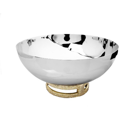 Classic Touch 11.25" Stainless Steel Bowl With Gold Loop Base : Target