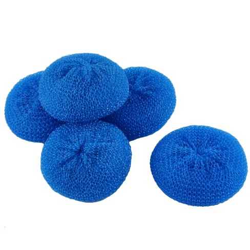 Unique Bargains Plastic Scrubber Mesh Kitchen Scouring Pads Blue Red ...
