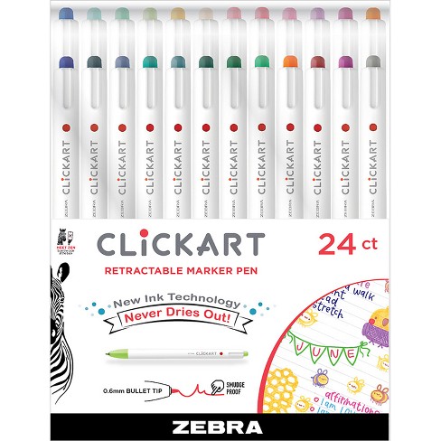 Zebra 24pk Clickart Retractable Creative Markers 0.6mm Assorted Colors ...