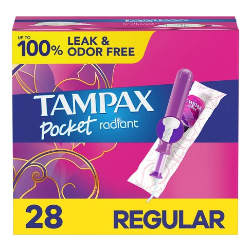 Tampax Pocket Radiant Compact Tampons Regular Absorbency - Unscented ...