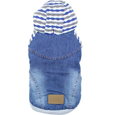 Parisian Pet 'denim Striped' Hoodie, Blue For Dogs & Cats – Soft ...