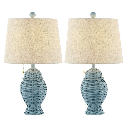 Set Of 2 20.5" Margie Wicker Bohemian Rustic Iron Table Lamps (includes ...