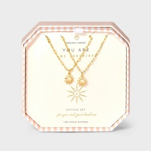Beloved + Inspired 14k Gold Dipped Sun Pendant Chain Necklace Set 2pc ...