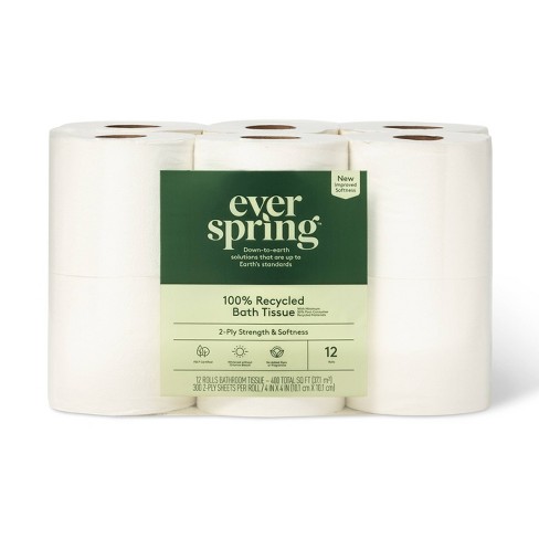 100% Recycled Toilet Paper - 12 Rolls - Everspring™ : Target