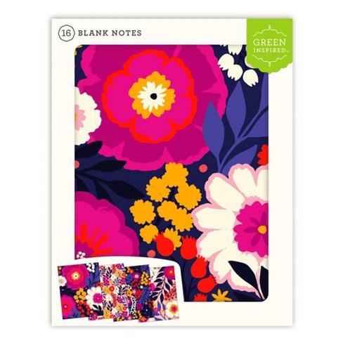 16ct Assorted Blank Note Cards Bright Bloom: Green Inspired Stationery ...