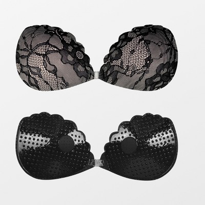 Women's Floral Lace Backless Strapless Adhesive Bra - Cupshe-s-black ...