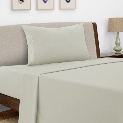 Twin Xl Sheet Set 3 Piece Soft Microfiber Solid Bed Sheets - Vanilla ...