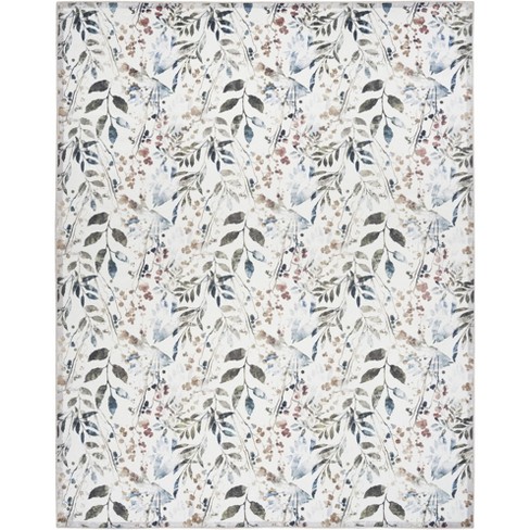 Nourison Washables Contemporary Floral Indoor Non-skid Area Rug Ivory ...