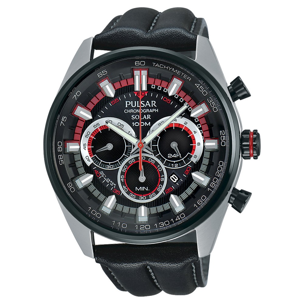 UPC 037738147073 - Men's Pulsar Solar Chronograph - Black / Silver ...