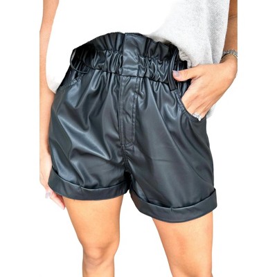 Women's Leather Paper Bag Short - Fantastic Fawn L : Target