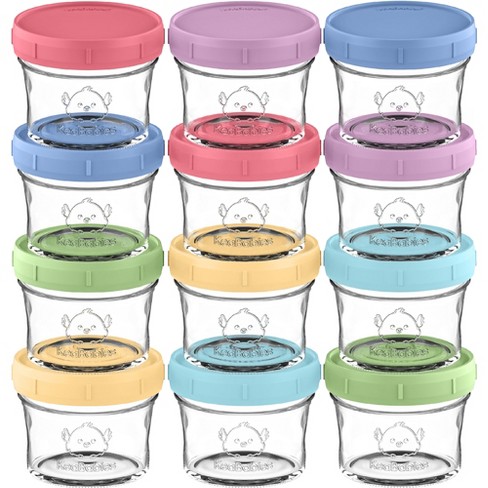 12pk Prep Baby Food Storage Containers, 4 Oz Leak-proof, Bpa Free Glass ...