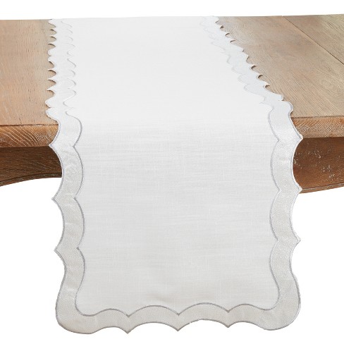 Saro Lifestyle Elegant Scallop Edge Table Runner, 16"x72", Silver : Target