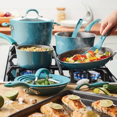 Rachael Ray Cook + Create 11pc Aluminum Nonstick Cookware Set - Agave ...