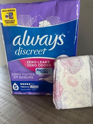 Always Discreet Incontinence Pads - 5 Drop Extra Heavy Long Pads ...