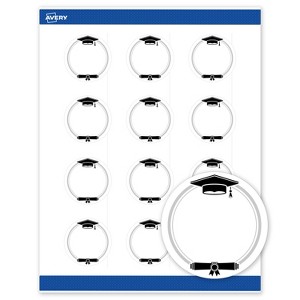 Avery® Matte 2" Diameter Labels, Silver & Black Grad Cap, 120ct : Target