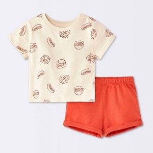 Baby Boys' 2pc Food Printed Short Sleeve T-Shirt and Shorts Set - Cloud ...
