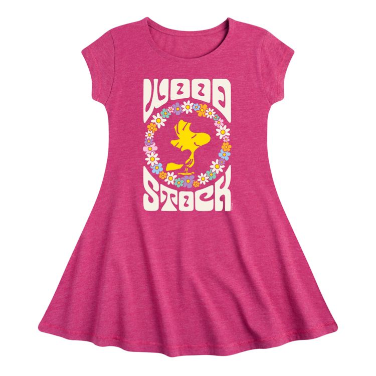 Peanuts Retro Floral Woodstock Fit & Flair Cap Sleeve Graphic Dress ...