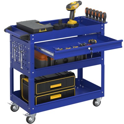 Huxxion 3-Tier Rolling Tool Cart on Wheels, Heavy Duty Mechanic Tool ...