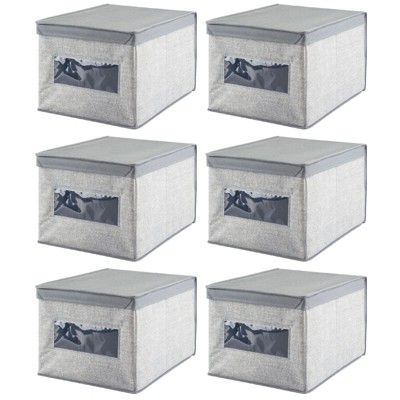 Mdesign Stackable Fabric Closet Storage Organizer Box With Lid, 6 Pack ...
