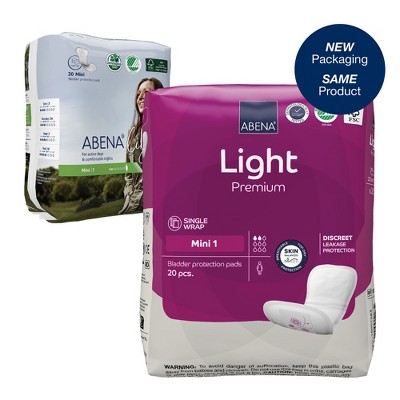 Abena Light Mini Bladder Control Pads, Light Absorbency, 8.5", 20 Count ...