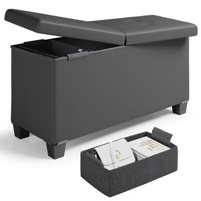 Nestl 30" Storage Ottoman Bench with Storage Bins, Rectangular Storage ...