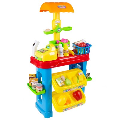 Kids Fresh Market Selling Stand - Wooden Grocery Store Playset By Toy ...