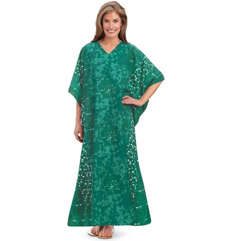 Collections Etc Comfortable Medallion Batik Print Caftan Onesize Jade Female : Target