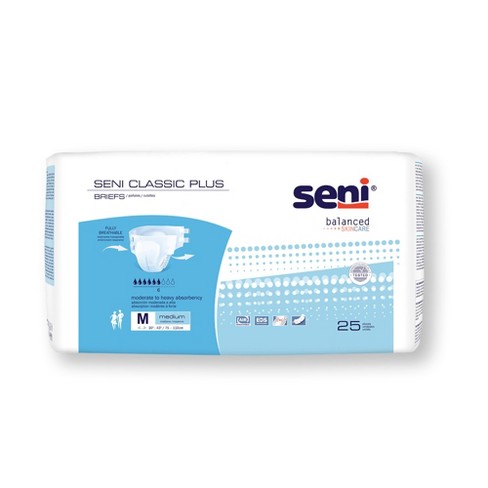 Seni Classic Plus Incontinence Briefs, Heavy Absorbency, Unisex, Medium ...