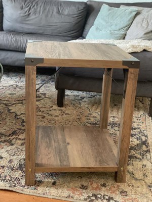 Emma And Oliver Engineered Wood Modern Farmhouse End Table With Metal ...