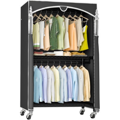 Vipek R4c Rolling Garment Rack Portable Clothes Rack, Black Metal ...