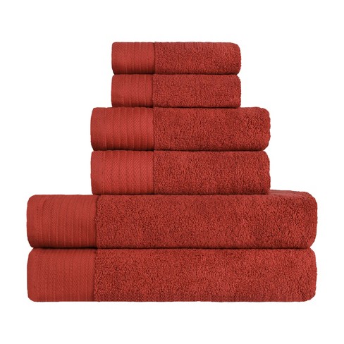 Premium Cotton Solid, Herringbone Medium Weight 6-piece, Bathroom Towel ...