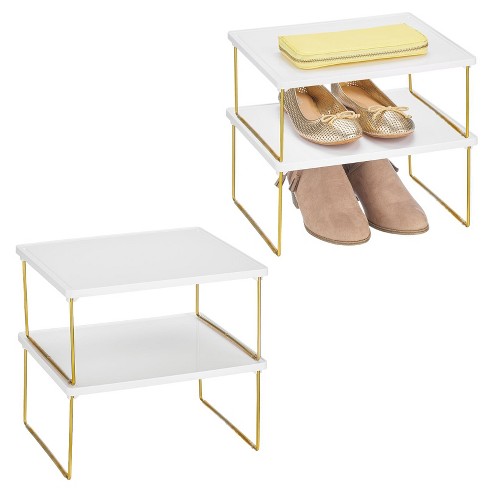 Mdesign Metal Storage Organization For Closet Shelves, 4 Pack, White ...