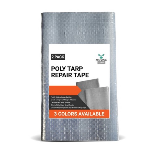 Moose Supply Heavy Duty Waterproof Poly Tarp Repair Tape, Silver 2 Pack ...
