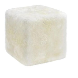 Longwool Sheepskin Ottoman – 20"x20"x22" Plush Shearling Cube with Foam ...