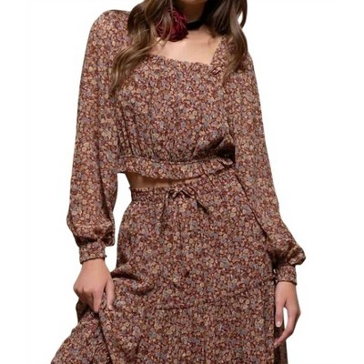 Women's Lennox Floral Square Neck Crop Top - Blu Pepper M : Target