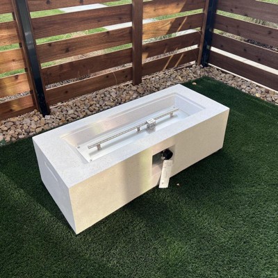 Costway 42'' Terrazzo Fire Pit Table 50,000 Btu Rectangle Propane Fire ...