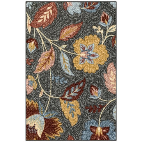 Maples 2'5"x3'8" Washable Garden Floral Accent Rug Gray : Target