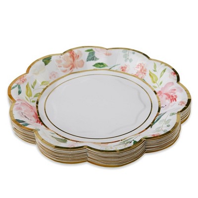 Kate Aspen Garden Blooms 9 In. Premium Paper Plates (set Of 32 ...