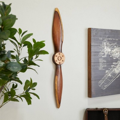 Metal Airplane Propeller 2 Blade Wall Decor With Aviation Detail Brown ...