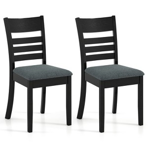 Costway Wooden Dining Chairs Set of 2/4 with Rubber Wood Frame, Curved ...